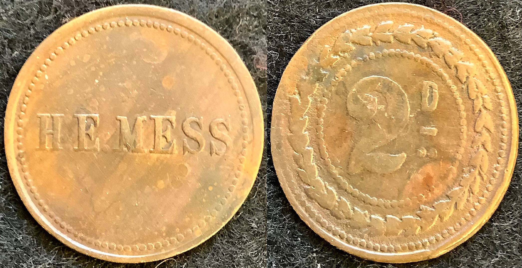 H.E. Mess Tokens | British War Work Tokens